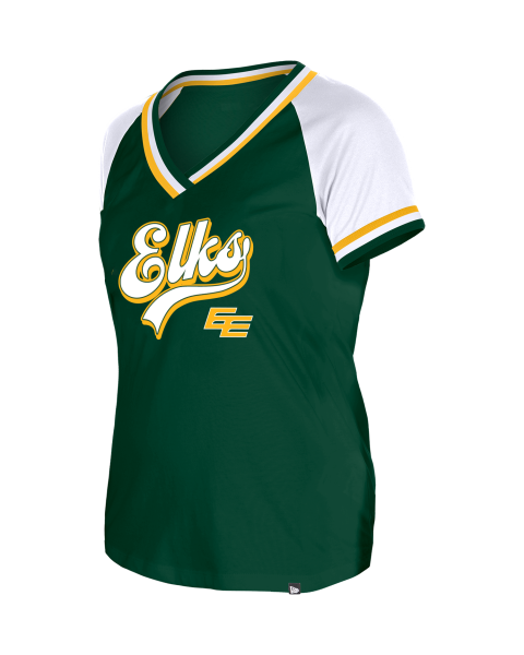 Edmonton Elks - New Era Womens Cursive Glitter V-Neck